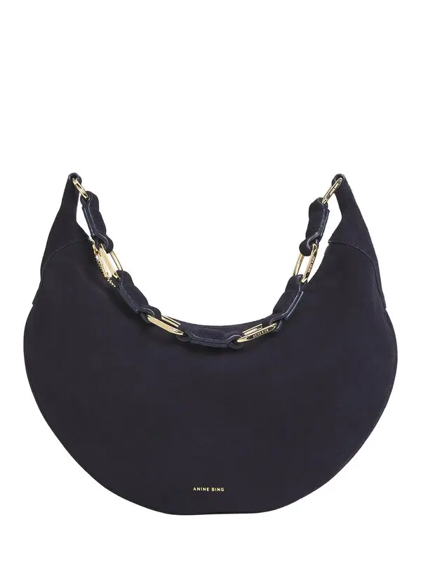 ANINE BING Kate Suede Shoulder Bag - Navy