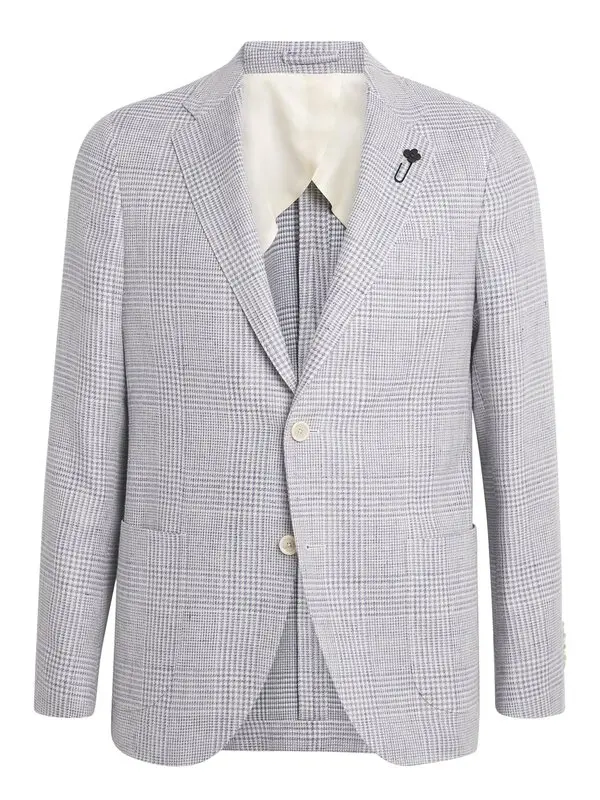 LARDINI Prince Of Wales Check Blazer - Blue
