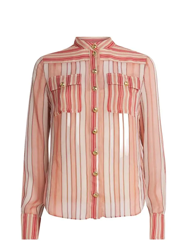 Zimmermann Rebellion Bohemian Stripe Shirt - Red