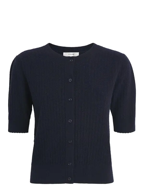 FRAME The Ladder Pointelle Cardigan - Blue