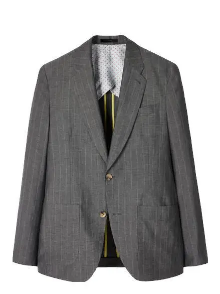 Paul Smith Wool-linen Pinstripe Buggy-lined Blazer - Grey