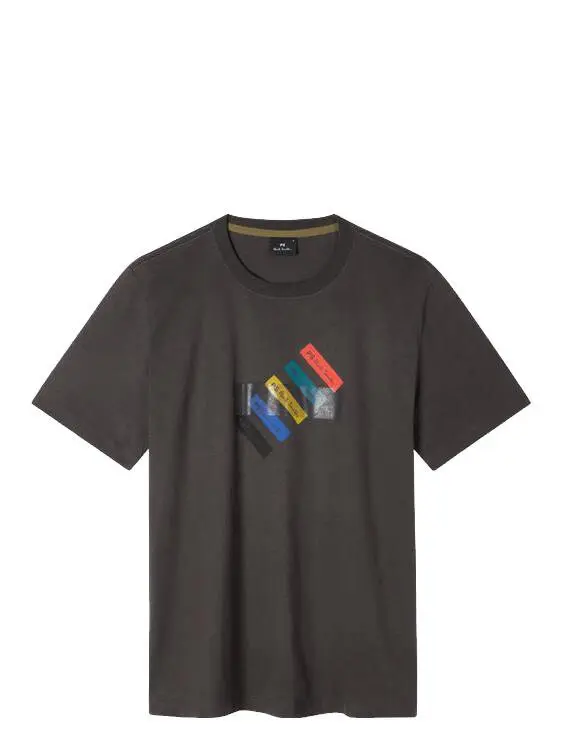 Paul Smith Dark 'barcode' Print T-shirt - Grey