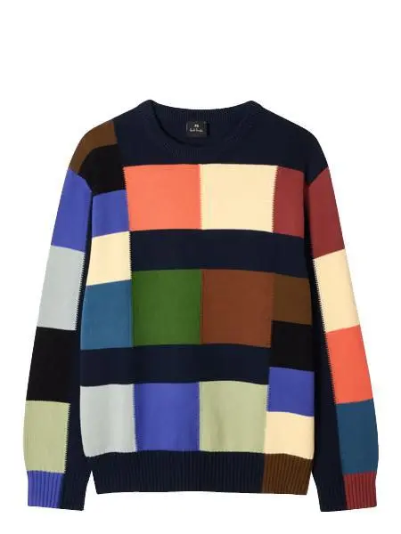 Paul Smith Patchwork Cotton Sweater - Blue
