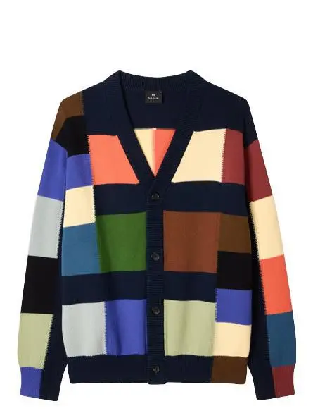 Paul Smith Multicolour Patchwork Cotton Cardigan - Blue