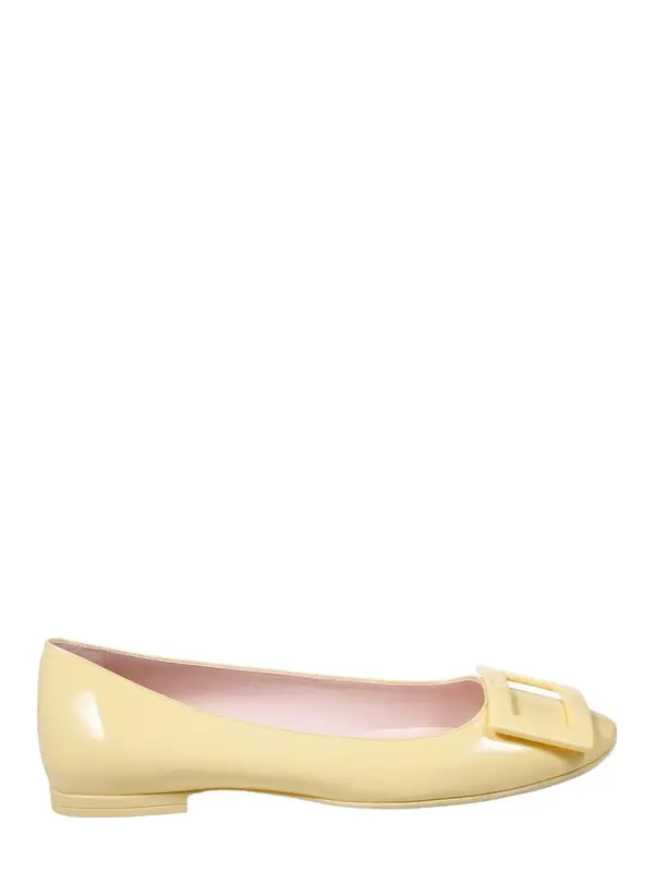 ROGER VIVIER Gommettine Buckled Leather Ballet Flats - Yellow