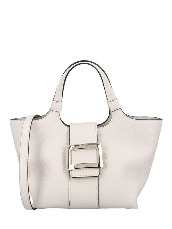 ROGER VIVIER Belle Vivier Mini Leather Tote - White