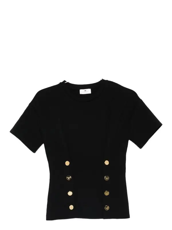 Elisabetta Franchi Cotton T-shirt With Gold-tone Hardware - Black
