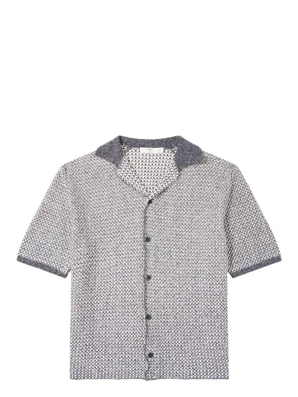 Inis Meáin Tonnta Camp-collar Linen, Cotton And Cashmere-blend Shirt - Blue