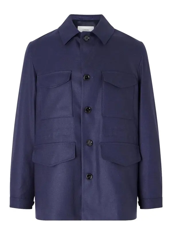 LARDINI Cashmere And Modal-blend Twill Field Jacket - Blue
