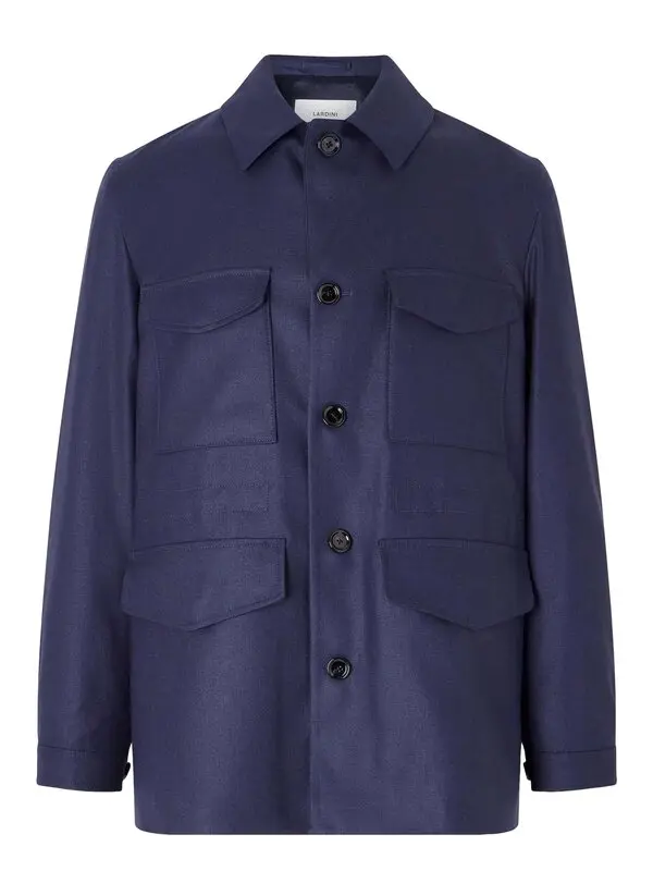 LARDINI Cashmere And Modal-blend Twill Field Jacket - Navy