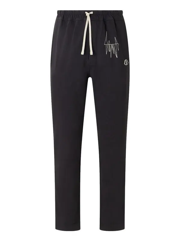 Rick Owens Moncler Straight-leg Logo-appliquéd Embroidered Cotton-jersey Sweatpants - Black