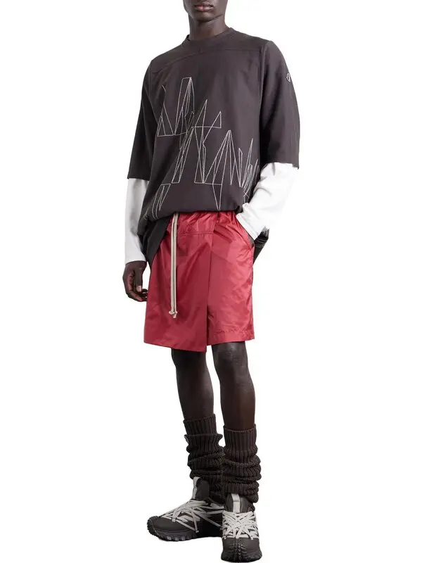 Rick Owens Moncler Straight-leg Shell Drawstring Shorts - Red