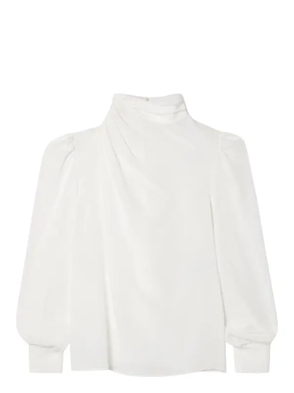 Alessandra Rich Draped Silk Blouse - White