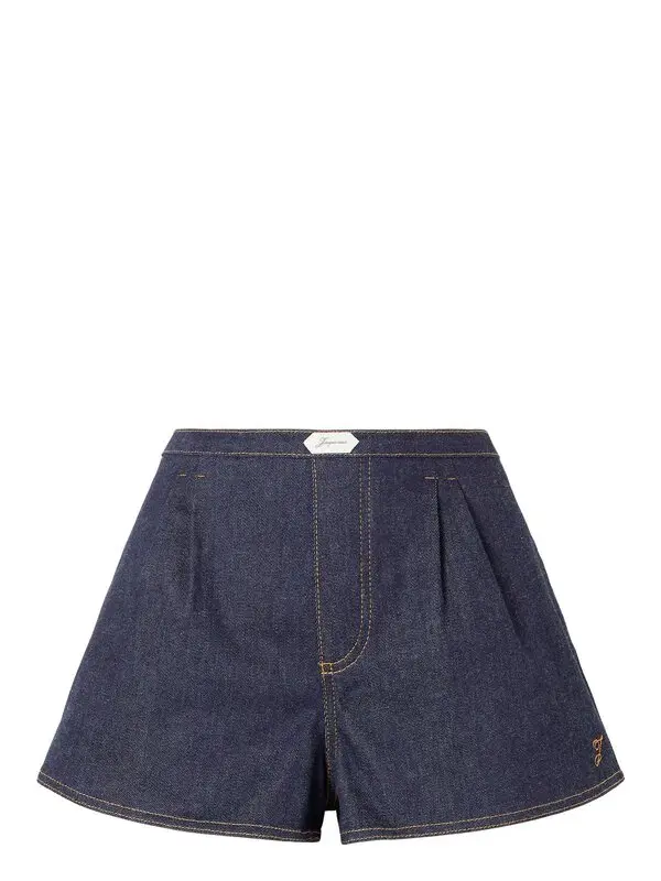 Jacquemus Amelo Embroidered Denim Shorts - Blue