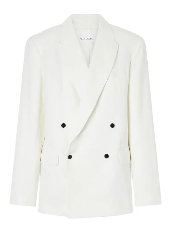 THE FRANKIE SHOP Newark Double-breasted Twill Blazer - White
