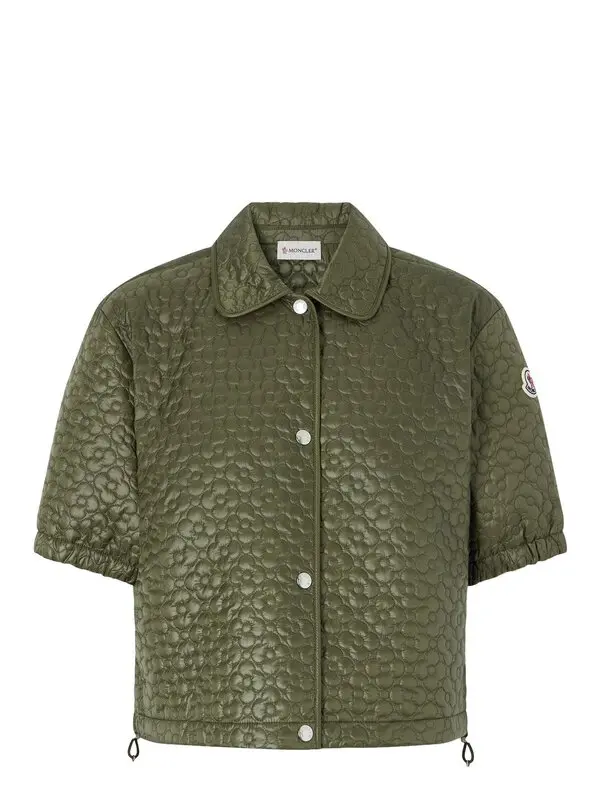Moncler Quilted Floral Shell Jacket - Green