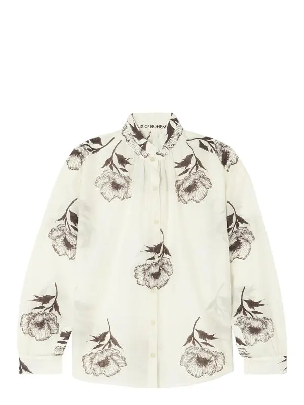 Alix Of Bohemia Floral-print Cotton And Silk-blend Shirt - Off-white