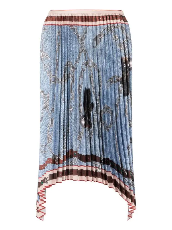 Acne Studios Pleated Printed Satin Midi Skirt - Blue