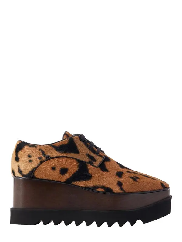 Stella McCartney Elyse Animal-print Velvet Platform Brogues - Animal Print