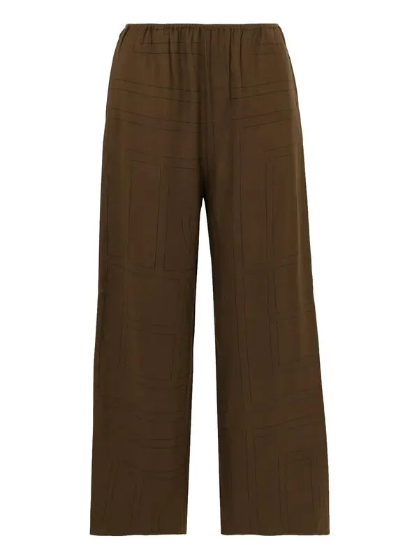 TOTEME Embroidered Tencel™ Lenzing™ Modal Pants - Brown