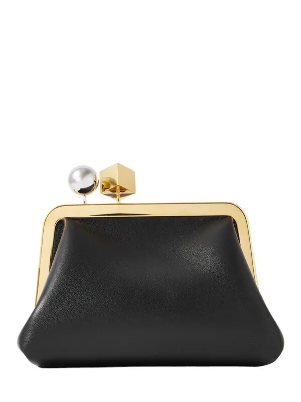 Jacquemus Le Berlingot Embellished Textured-leather Clutch - Black