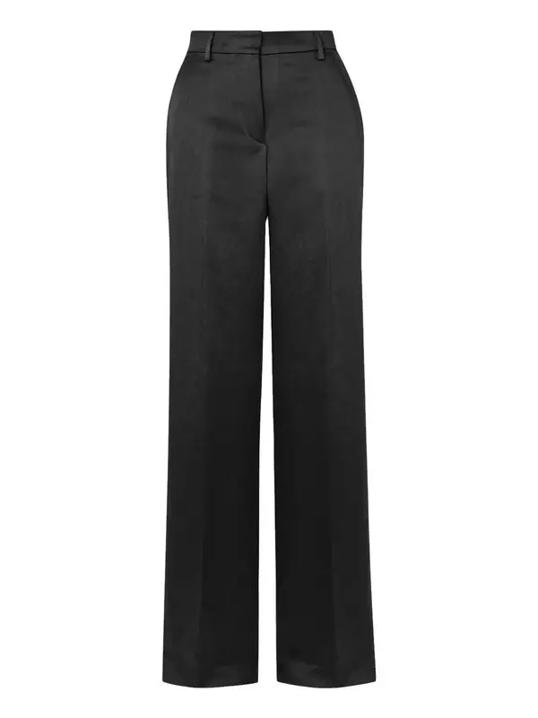 Dries Van Noten Washed Cotton-blend Satin Slim-leg Pants - Black