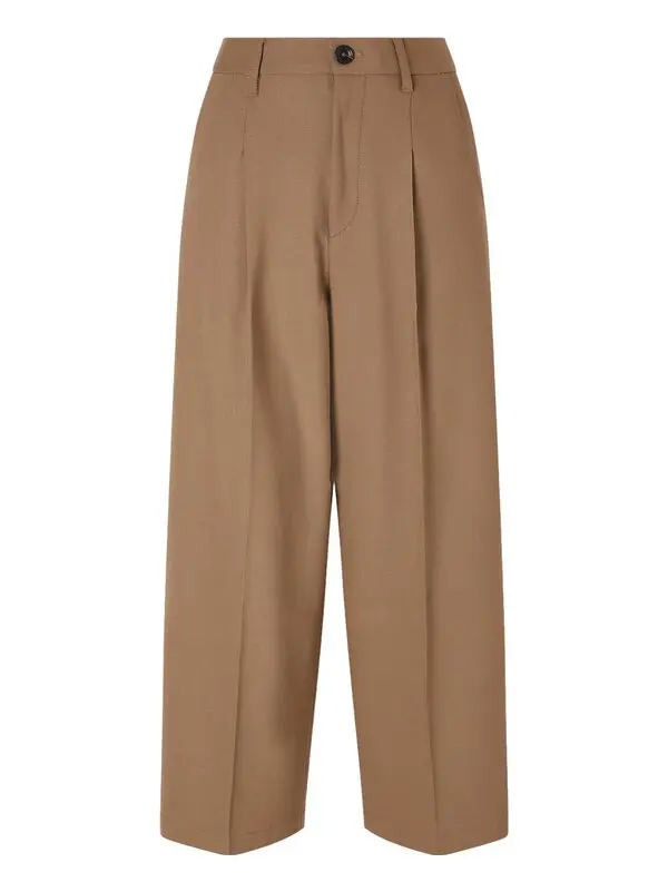 Maria Mcmanus Cropped Pleated Wool-blend Wide-leg Pants - Camel