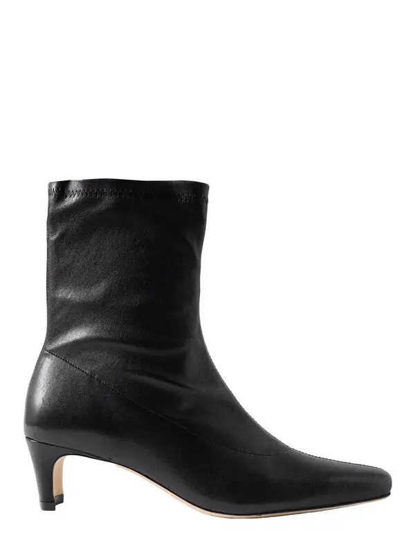 Staud Wally Sock Leather Ankle Boots - Black