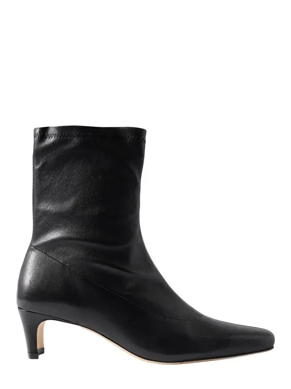 Staud Wally Sock Leather Ankle Boots - Black