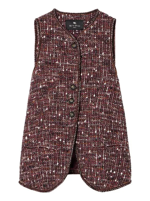 Etro Cotton-blend Tweed Vest - Burgundy