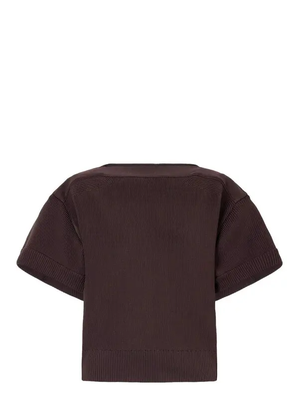 Sacai Ribbed-knit Top - Brown