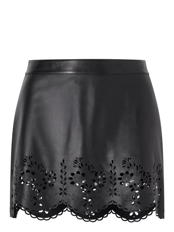 Isabel Marant Natea Laser-cut Leather Mini Skirt - Black
