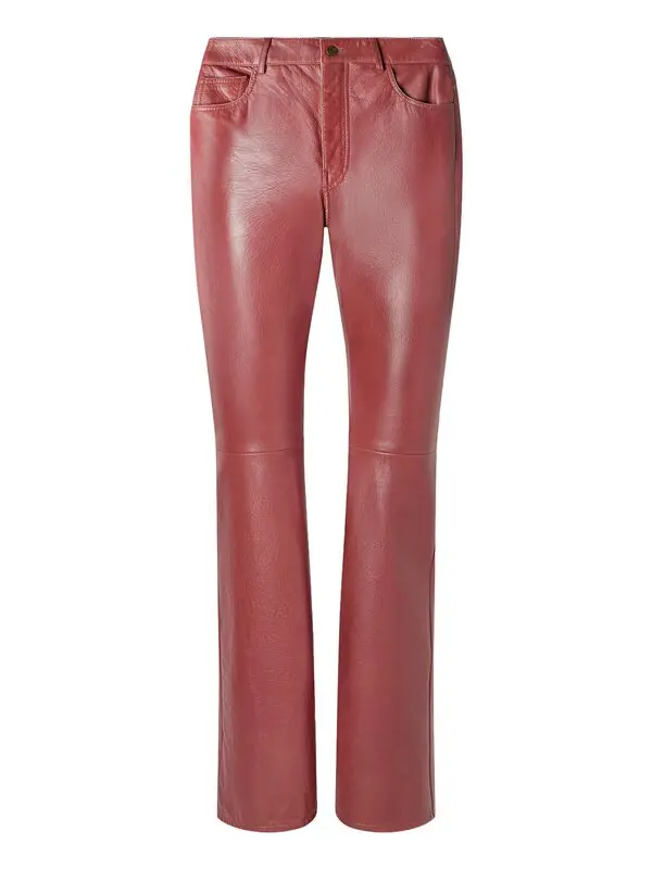 Chloé Leather Flare Leg Pants - Red