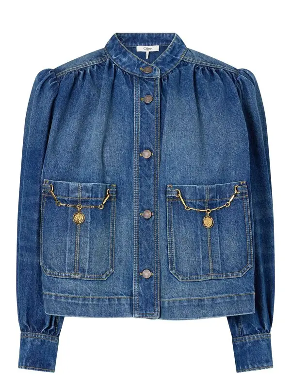 Chloé Embellished Organic Denim Jacket - Light Denim
