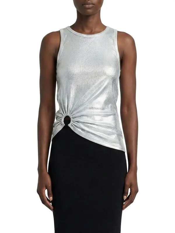 Rabanne Metallic Knit Top - Silver