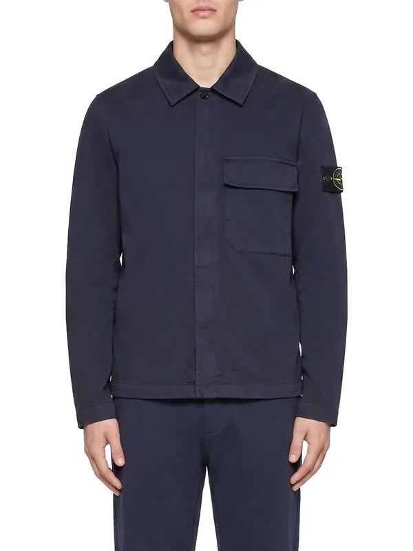 Stone Island Buttoned Shirt Jacket - Blue