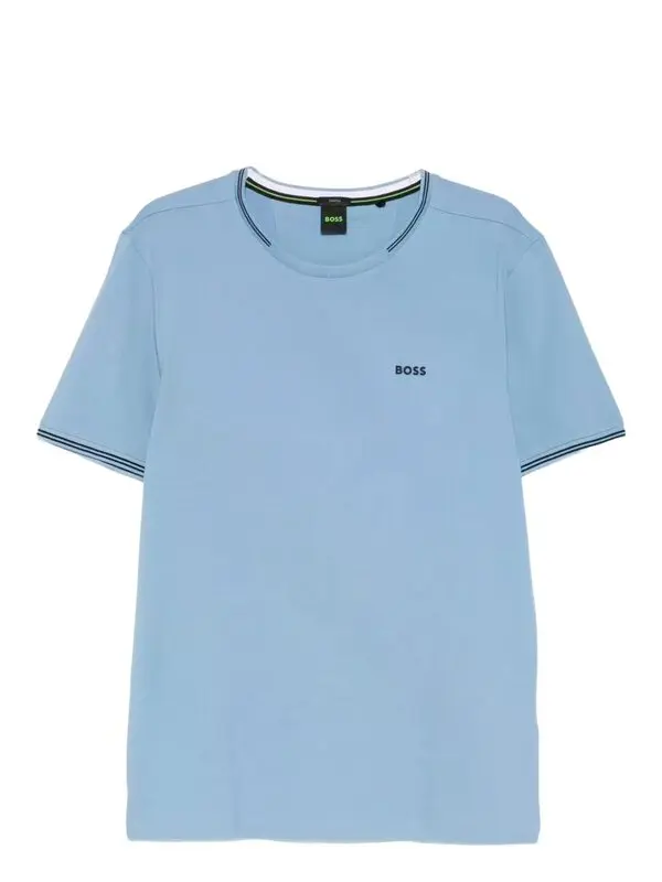 BOSS Striped-trim T-shirt - Blue