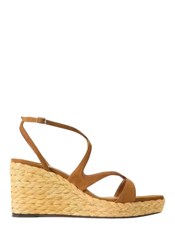 JIMMY CHOO Ayla Leather Wedge Espadrilles - Brown