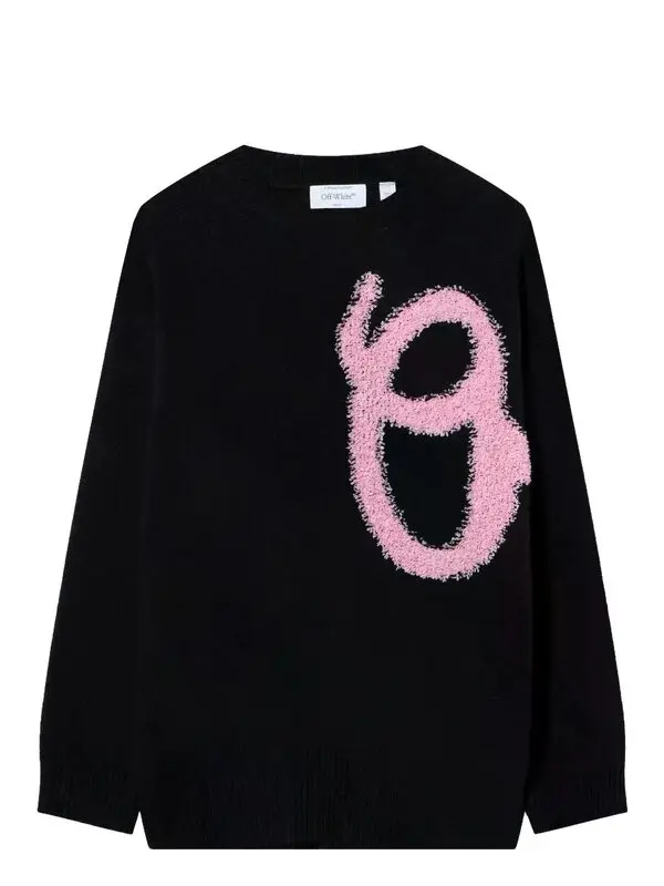 Off-White Fuzzy Crewneck Knitwear - Black