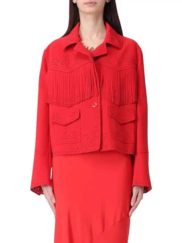 Ermanno Scervino Jacket With Fringe - Red