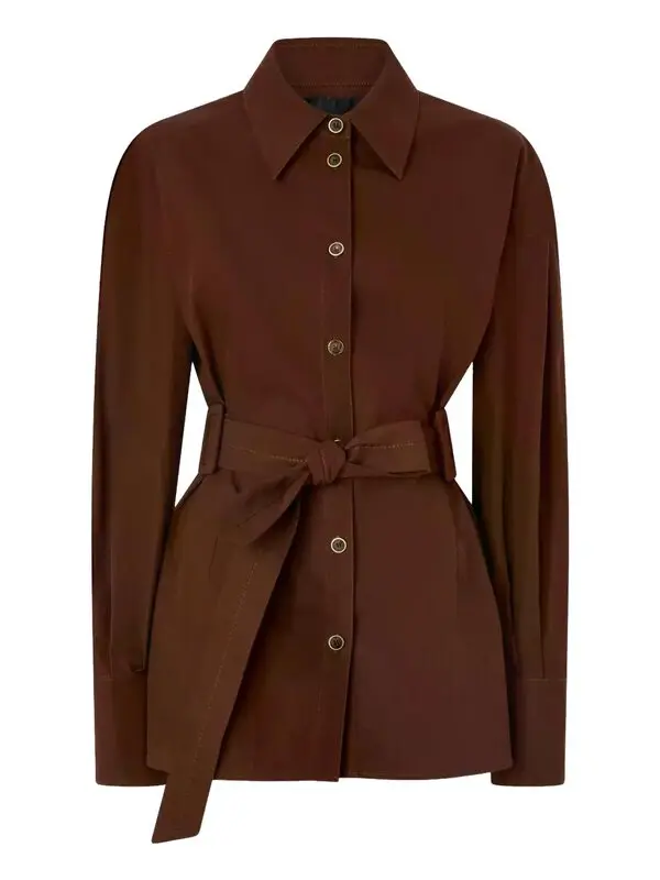 Pinko Belted Collared Top - Brown