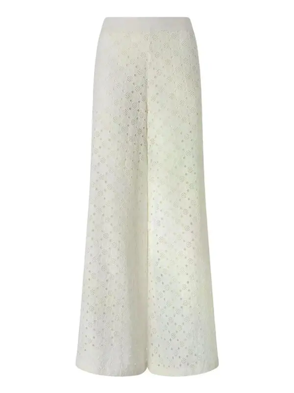 Pinko Patterned Wide Leg Trousers - White
