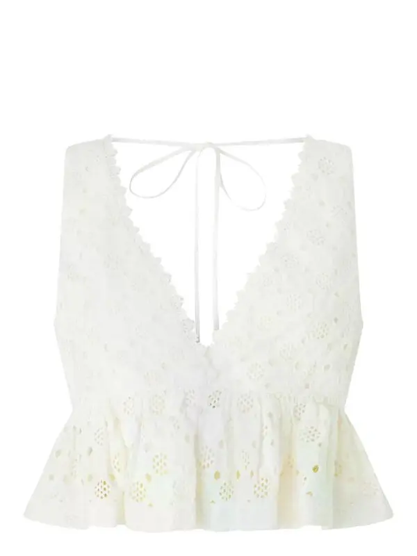 Pinko Ruffled Eyelet Top - White