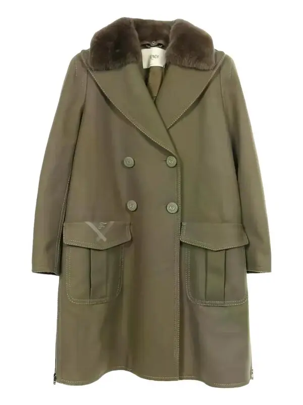 Fendi 2010s Contrast-stitching Coat - Green