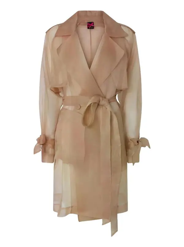 Pinko Belted Silk Coat - Neutrals