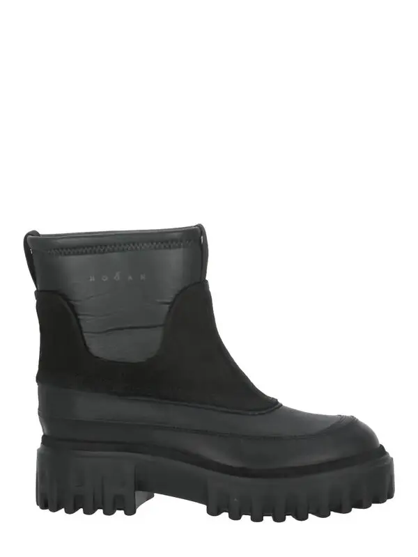 Hogan Embossed Logo Raised Sole Boots - Black