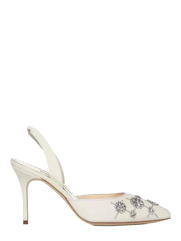 Manolo Blahnik Ralyne Crystal-embellished Slingback Pumps - White