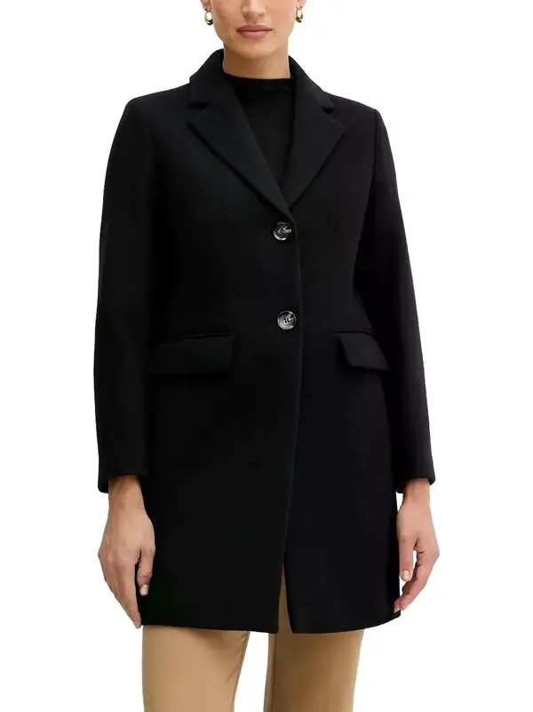 Sisley Buttoned Single-breasted Coat With Pockets - Black