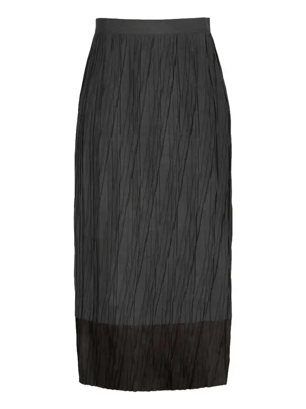 LESS Pleated Patchwork Midi Skirt - Grey