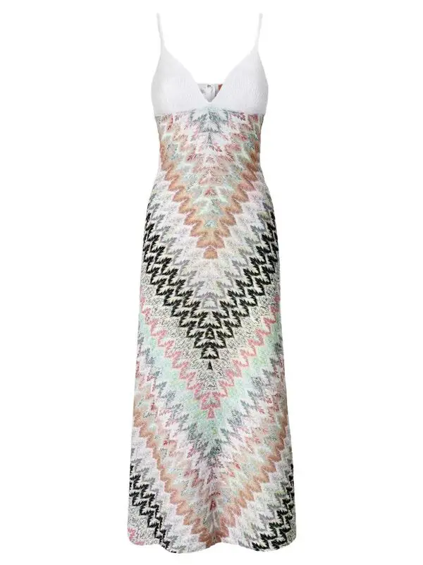 Missoni Sleeveless Patterned Midi Dress - White
